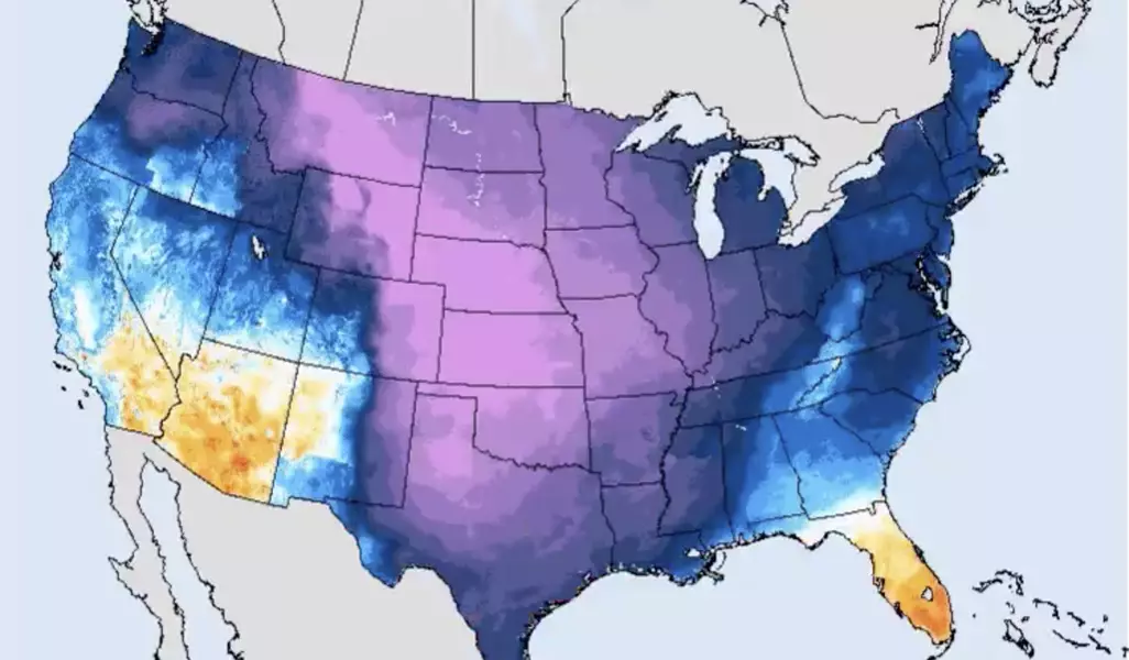 Bitrende kolde temperaturer vil feje over USA forud for Valentinsdag