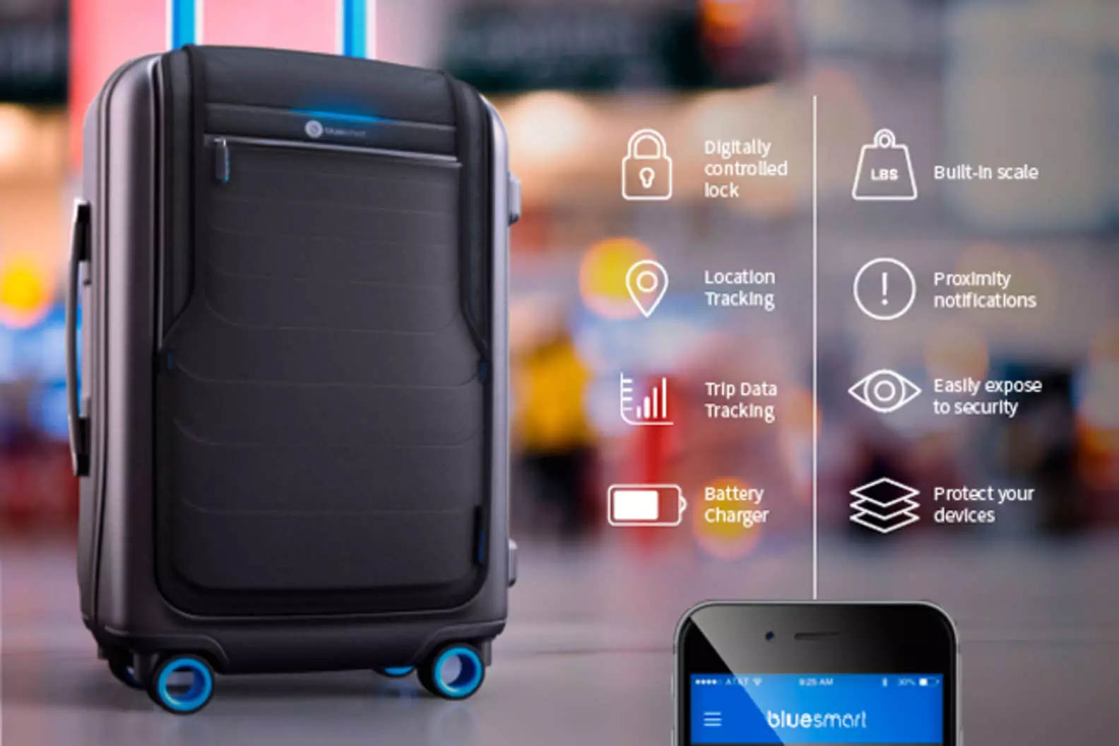 Smartphone Control High-Tech Luggage ho tloha Bluesmart 39433_2